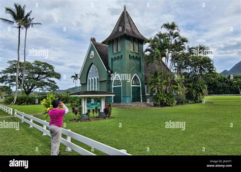 Hanalei Kauai Hawaii The Old Green Church Called Waiola Huiia Church