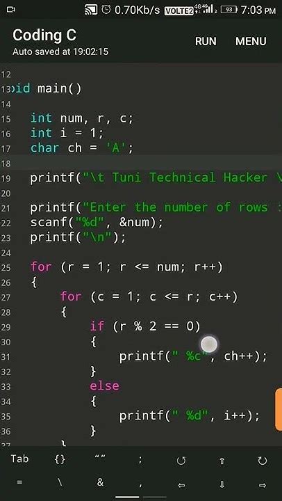 62 Number Alphabet Pattern In C Language C Cprogramming Code Shorts Youtube