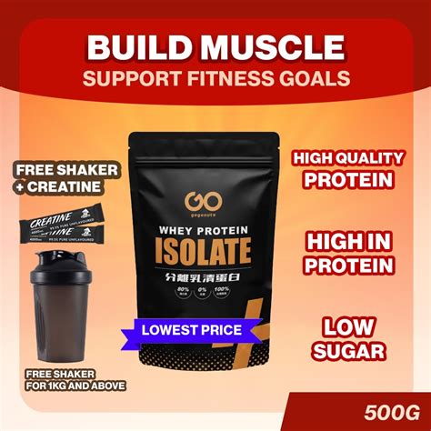 Free Shaker Creatine Gopower Isolate Protein Powder 500g Easy To