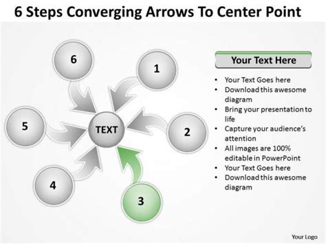 6 Steps Converging Arrows To Center Point Cycle Diagram Powerpoint Template