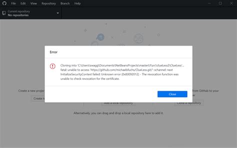 Can T Clone Repository Unable To Check Certificate Issue Desktop Desktop GitHub