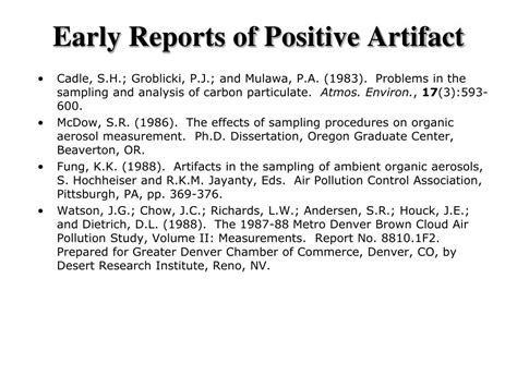 Ppt Evidence For Positive And Negative Organic Sampling Artifacts Powerpoint Presentation Id