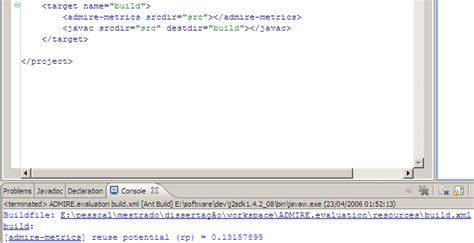 6 Ant Reuse Potential Extraction Task Running Inside The Eclipse Ide