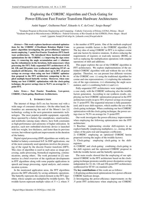 Pdf Exploring The Cordic Algorithm And Clock Gating For Power