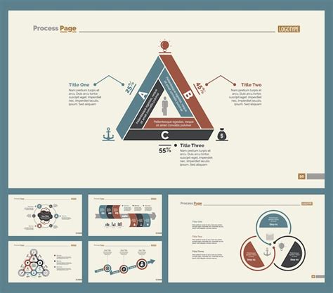 Sechs Research Charts Slide Templates Set Kostenlose Vektor