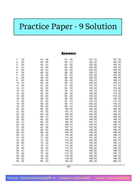 practice paper 9 solution pdf