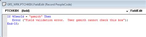 Checkbox With Error Peoplecode Friday