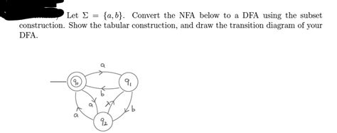 Let A B Convert The Nfa Below To A Dfa Using The Subset Construction Show The Tabular