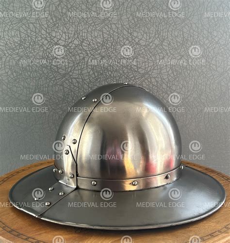 Handmade Medieval Kettle Hat Helmet Silver Armor Material Steel