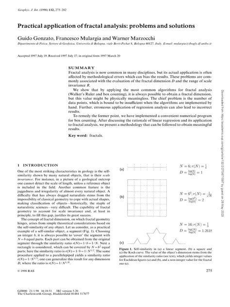 Practical Application Of Fractal Analysis Problems And Solutions Pdf Logarithm Fractal
