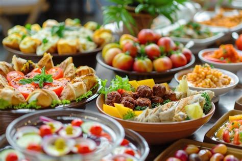 Assorted Dishes In A Feast Setting Premium Ai Generated Image