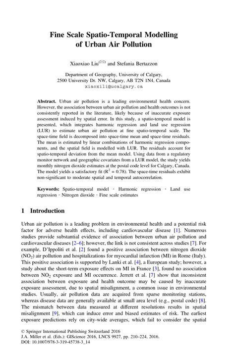 Pdf Fine Scale Spatio Temporal Modelling Of Urban Air Pollution