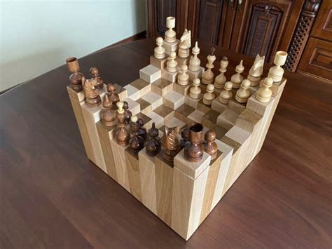 Modern 3d Chess Set Wooden Chess Set Chess Original Chess Set Etsy Canada