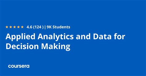 Applied Analytics And Data For Decision Making Coursera