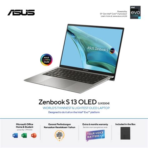 Jual Asus Zenbook S UX5304VA-OLED711 i7 1355U 16GB 1TB 13.3" 2.8K W11 ...