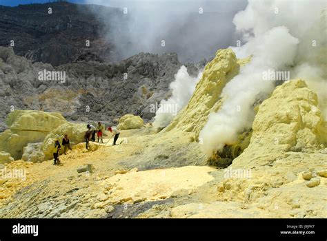 Indonesia Java East Java Province Mining Sulfur By Hand In Kawah