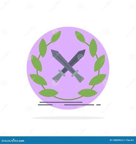 Battle Emblem Game Label Swords Flat Color Icon Vector Stock Vector