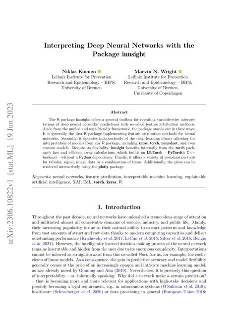 PDF Interpreting Deep Neural Networks With The Package Innsight