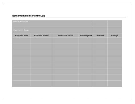 Equipment Maintenance Log Sample At Ellis Brashears Blog
