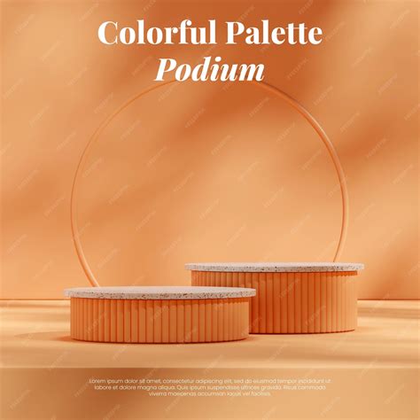 Оранжевый круг и стена 3d представляют пустое пространство подиума текстуры терраццо в квадрате