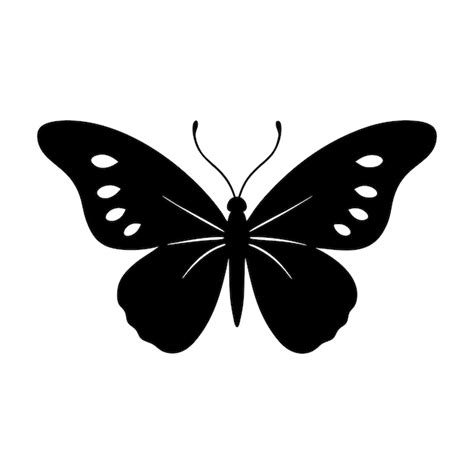 바탕에 고립 된 나비 실루 터 일러스트레이션 프리미엄 벡터