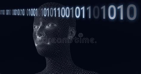 Composition Of Human Bust And Binary Coding Processing Stock