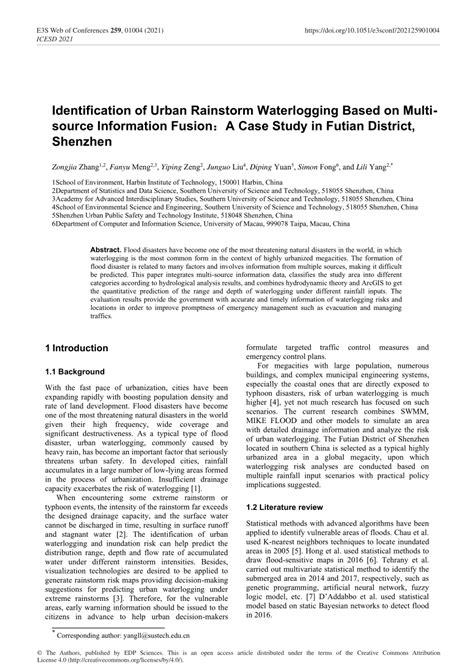 Pdf Identification Of Urban Rainstorm Waterlogging Based On Multi Source Information Fusion：a