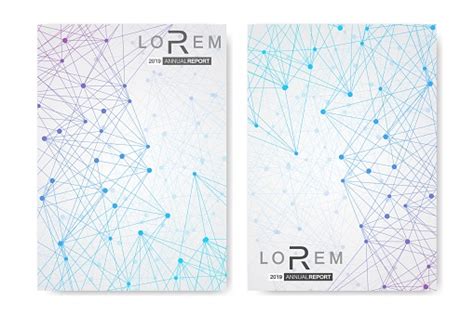 과학 브로셔 디자인 서식 파일입니다 벡터 플라이어 레이아웃 연결 된 라인과 점을 가진 분자 구조 잡지 전단지 표지 포스터
