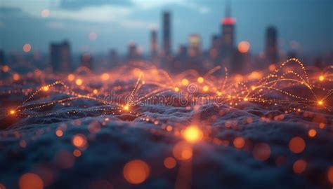 Digital Cityscape With Data Flow Stock Image Image Of Urban Dusk 339557711