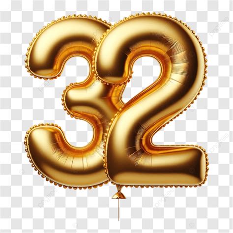 Gold Balloon Number 32 Gold Balloon Number 32 Party Number Png