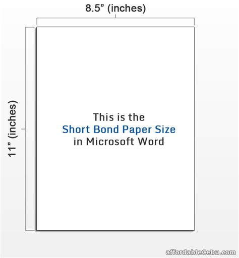 Short Bond Paper Size In Microsoft Word Computers Tricks Tips
