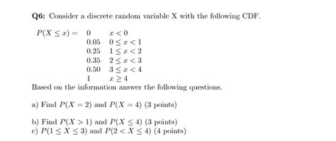 solved q6 consider a discrete random variable x with the