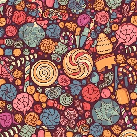 Illustration Of Candy Patterns That Are Randomly Arranged And Mixed