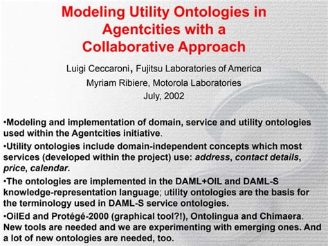 Modeling Utility Ontologies In Agentcities With A Collaborative