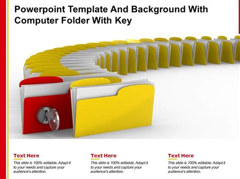 powerpoint template and background with computer folder with key