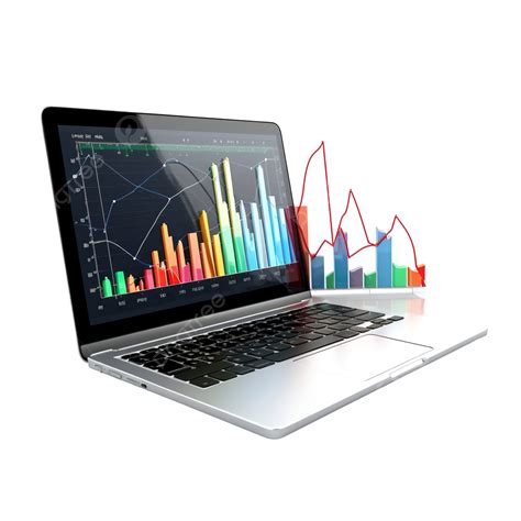 3d Minimal Laptop With Statistic Graph Trading Charts Stock Market Forecasting 3d Illustration