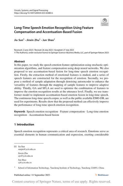 Long Time Speech Emotion Recognition Using Feature Compensation And