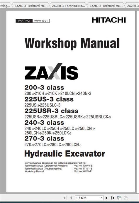 Hitachi Excavator Zaxis Zx280 3 Shop Manual