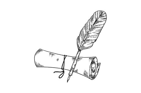Ancient Scroll And Pen Engraving