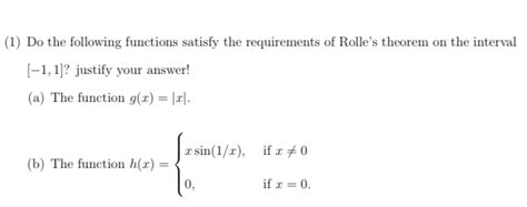 Solved 1 ﻿do The Following Functions Satisfy The