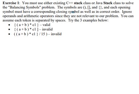 Solved Exercise 1 You Must Use Either Existing C Stack Chegg Com