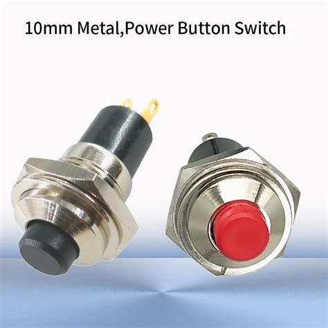 10 Mm Red Black Round Metal Thread Mounts Self Locking On Off Power Button Switch Switches And