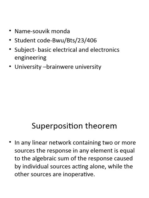 Superposition Theorem Pdf Electrical Network Resistor