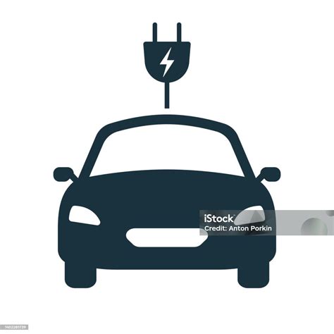 플러그 생태 차량 글리프 아이콘과 전기 자동차 Ev 수송 전기 충전기 차량 개념 실루엣 픽토그램 환경 에코 하이브리드 운송 표지판 격리된 벡터 일러스트 레이 션 개념에 대한
