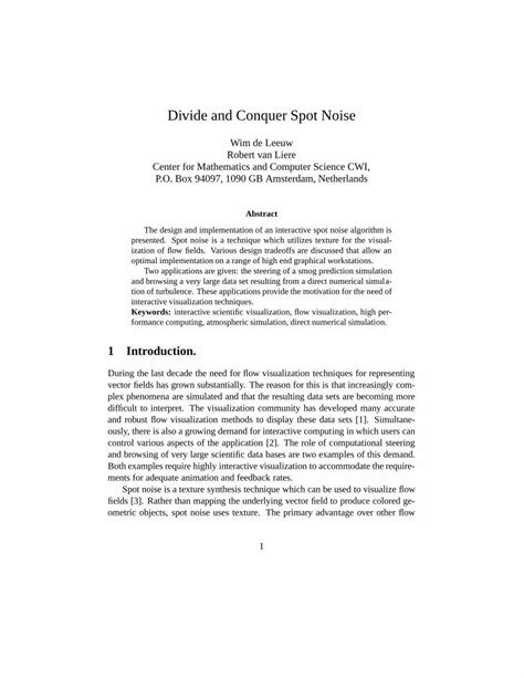 Pdf Divide And Conquer Spot Noise · · 2015 07 28divide And Conquer Spot Noise Wim De Leeuw