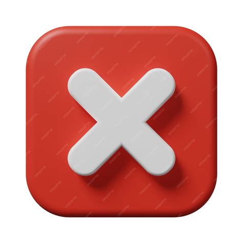 Premium Photo Red Cancelled X Cross Mark Sign Delete Or Remove Button Icon In A Square