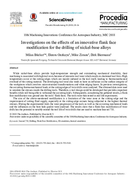 Pdf Investigations On The Effects Of An Innovative Flank Face
