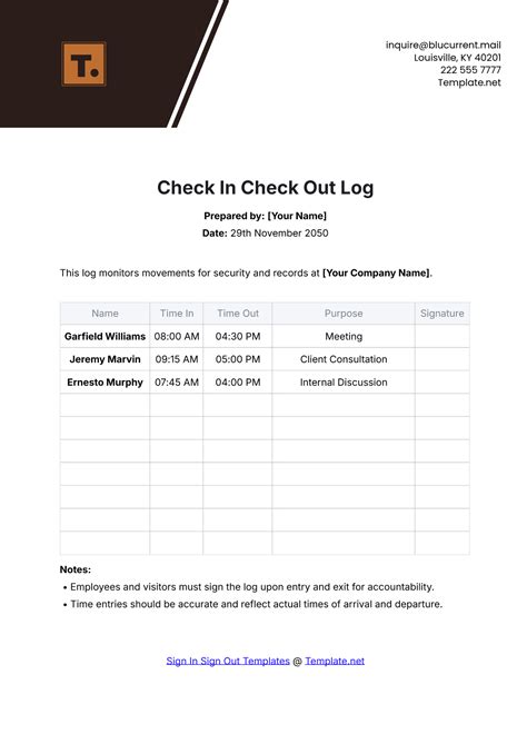 Free Time In Time Out Log Template To Edit Online