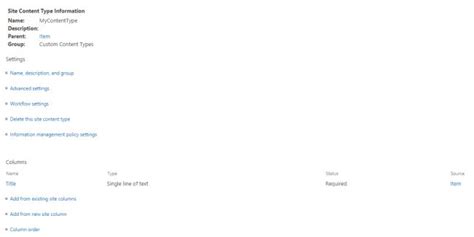 Create A Content Type In SharePoint
