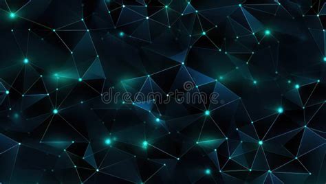 Abstract Interlocking Triangles Pattern With Dark Blue Stars And Spheres Ai Generated Stock